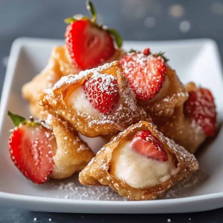 Deep-Fried Strawberry Cheesecake Stuffed Wonton Bites